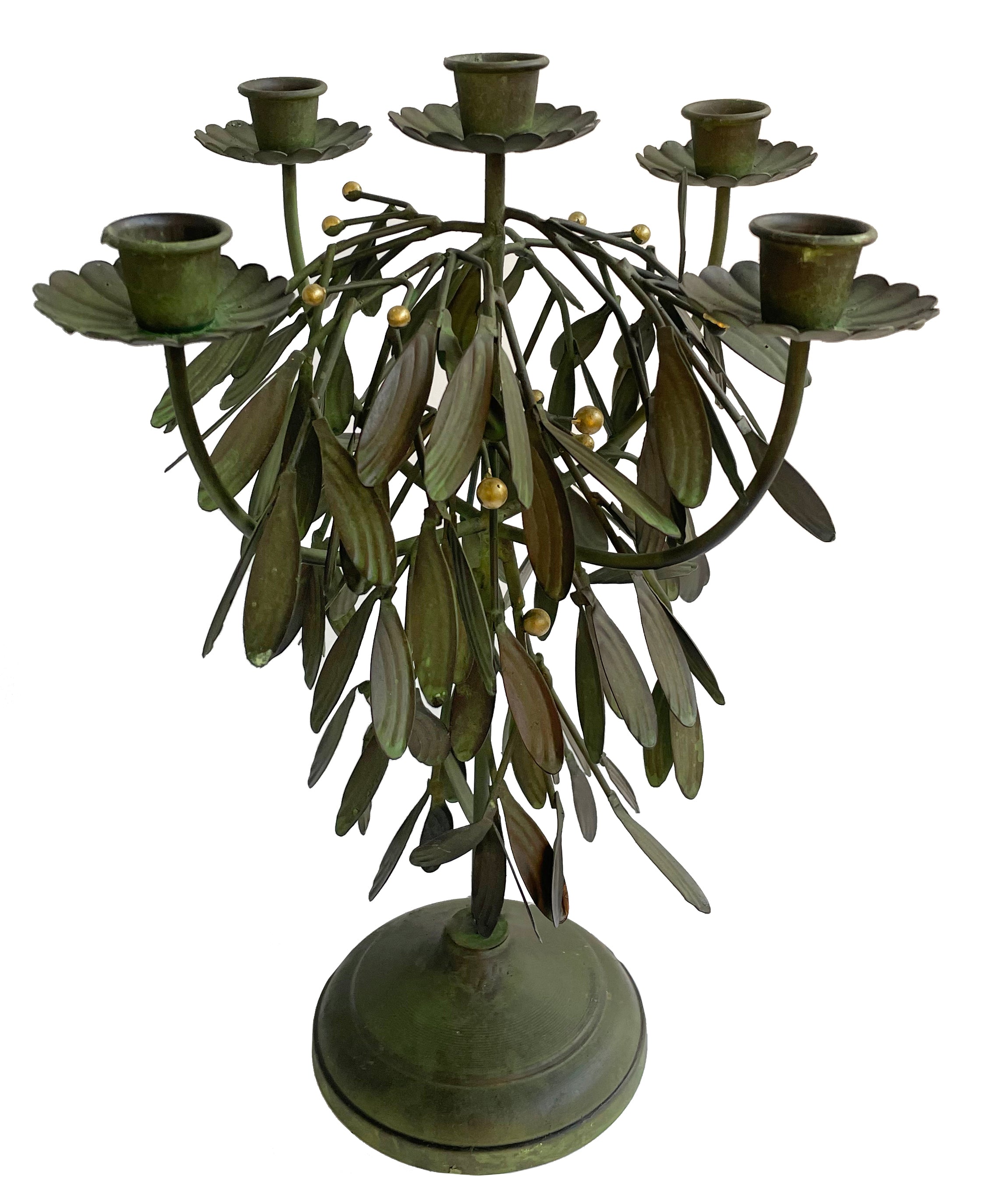 Metal mistletoe CH-5 green with gold ber – The Margaret Cleveland